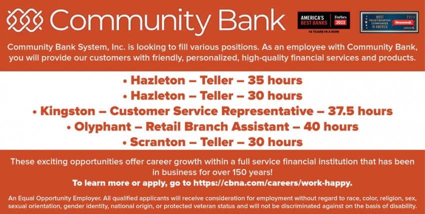 Teller - Customer Service Representative - Retail Branch Assistant ...