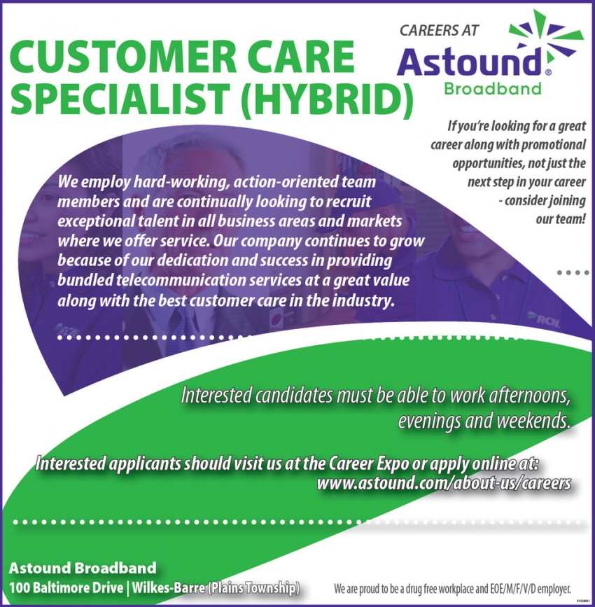 Customer Care Specialist, Astound Broodband, Wilkes Barre, PA