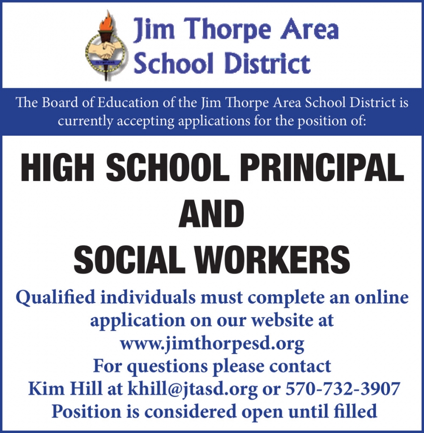 High School Principal and Social Workers, Jim Thorpe Area School ...